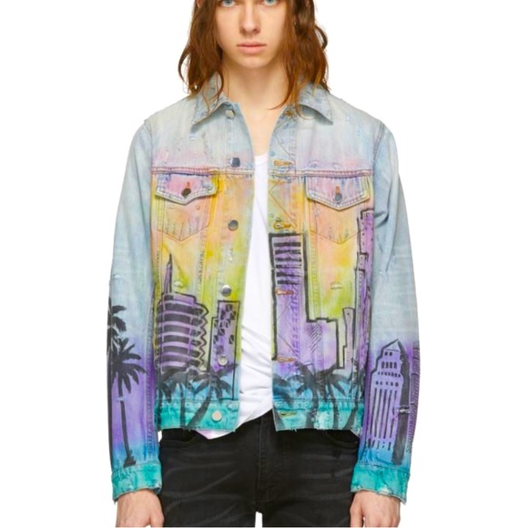 AMIRI | Jackets & Coats | Nwt Amiri Printed Denim Jacket Hollywood Xs ...